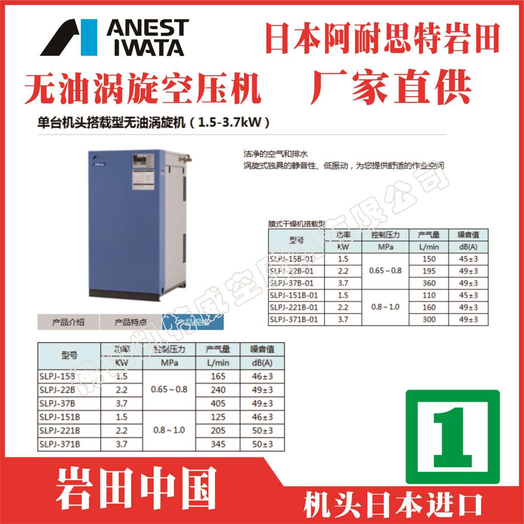 SLPJ-37B常州赣州日本阿耐思特岩田代理商无油往复式压缩机带静音箱型带干燥机SLPJ-37BF单台机头搭载无油型ANESTIWATA - 我的网站